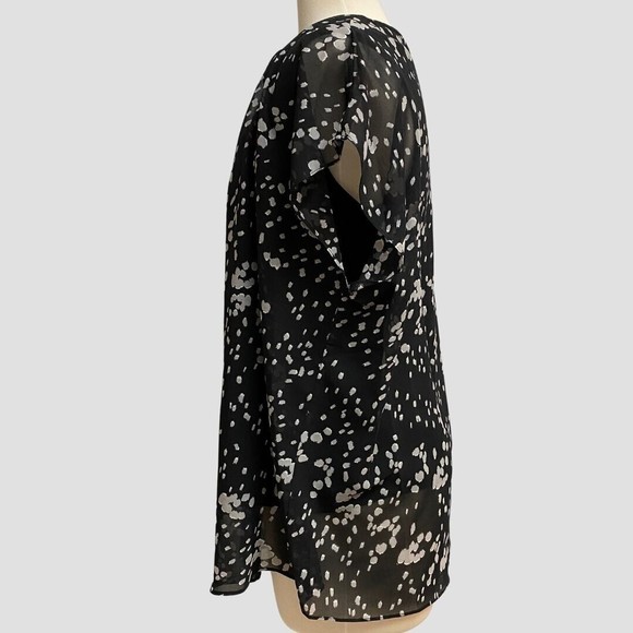 CAbi | Tops | Cabi 3597 Cosmos Night Sky Blouse Top Sheer Polka Dots Black M | Poshmark
